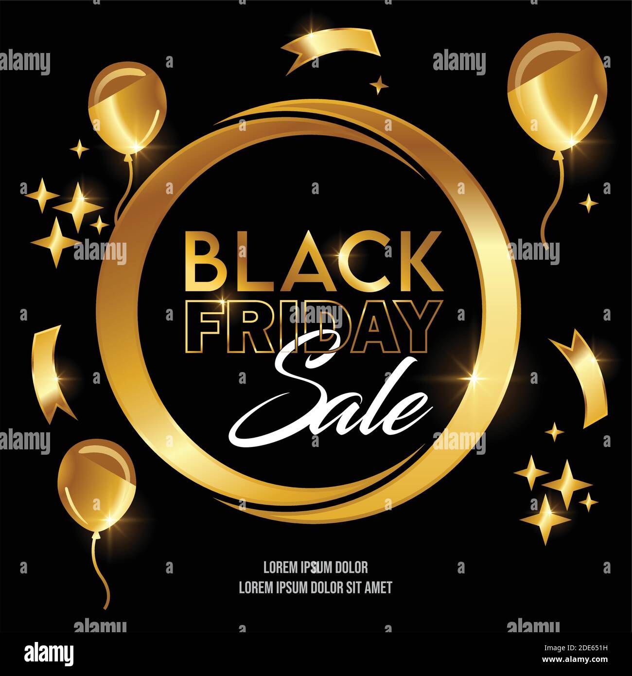 Black sale banner golden Stock Vector Images - Alamy