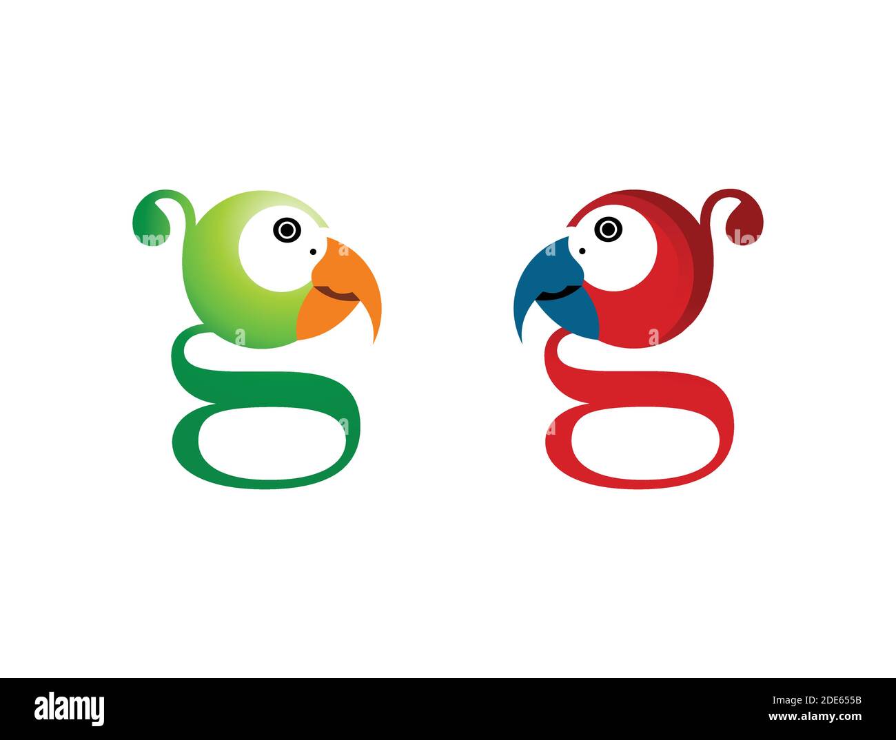 A Vector Illustration of Parrot Bird Monogram Letter G Sign Stock ...