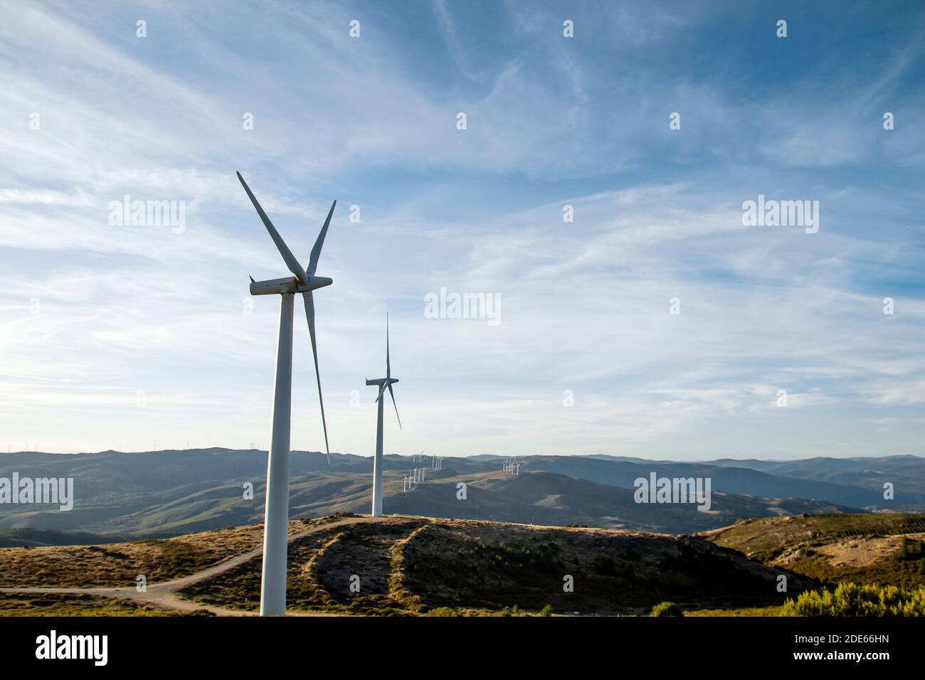 Wind turbines generating clean renewable energy Stock Photo - Alamy