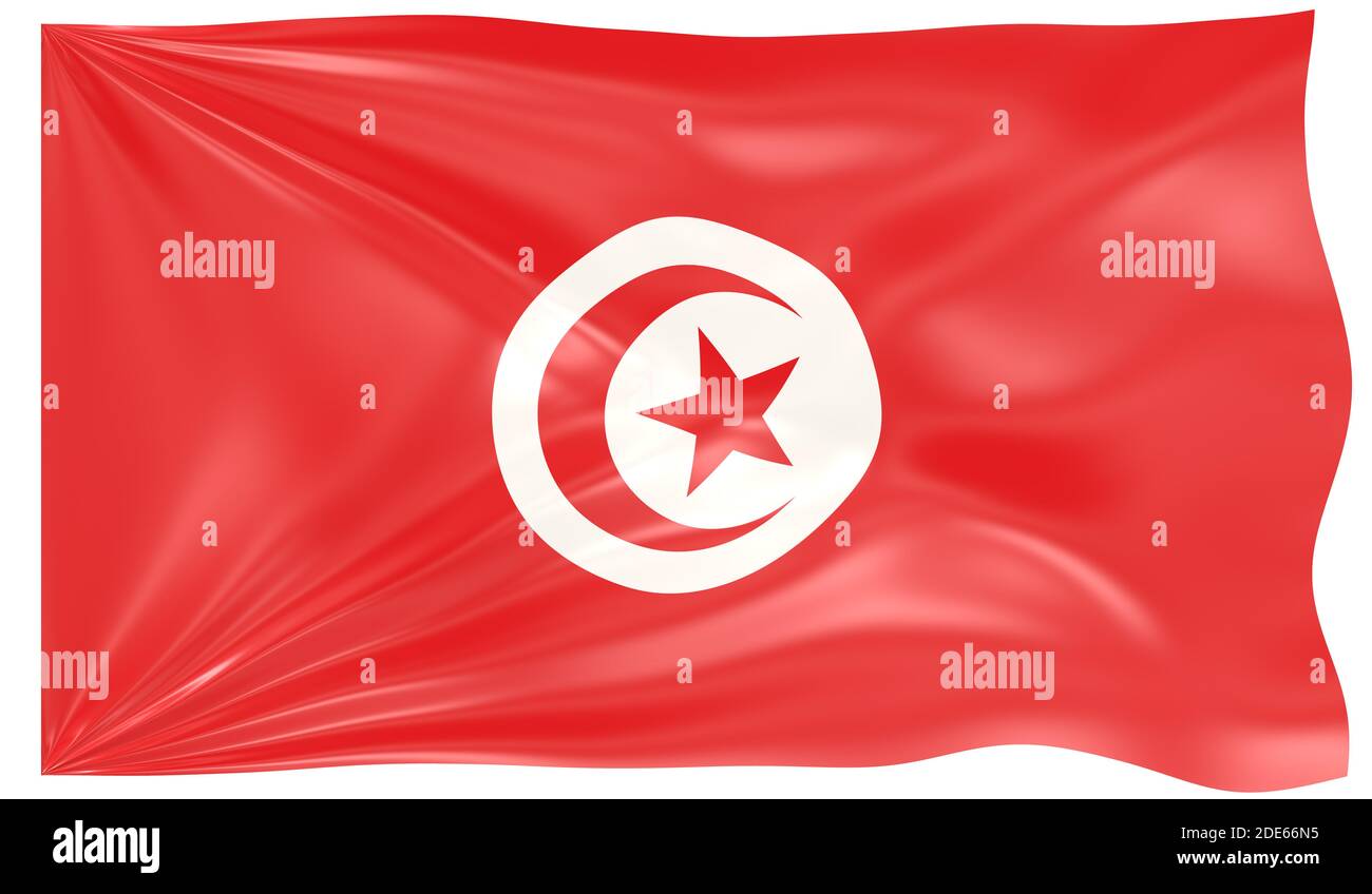 3d render of a Waving Flag of Tunisia Stock Photo - Alamy