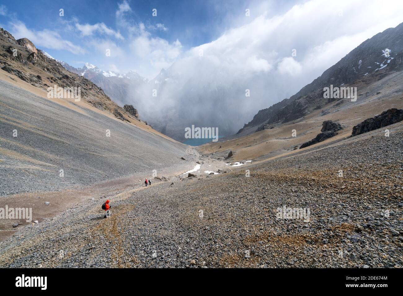 Hiking in the Cordillera Huayhuash mountain range in Peru Stock Photo ...