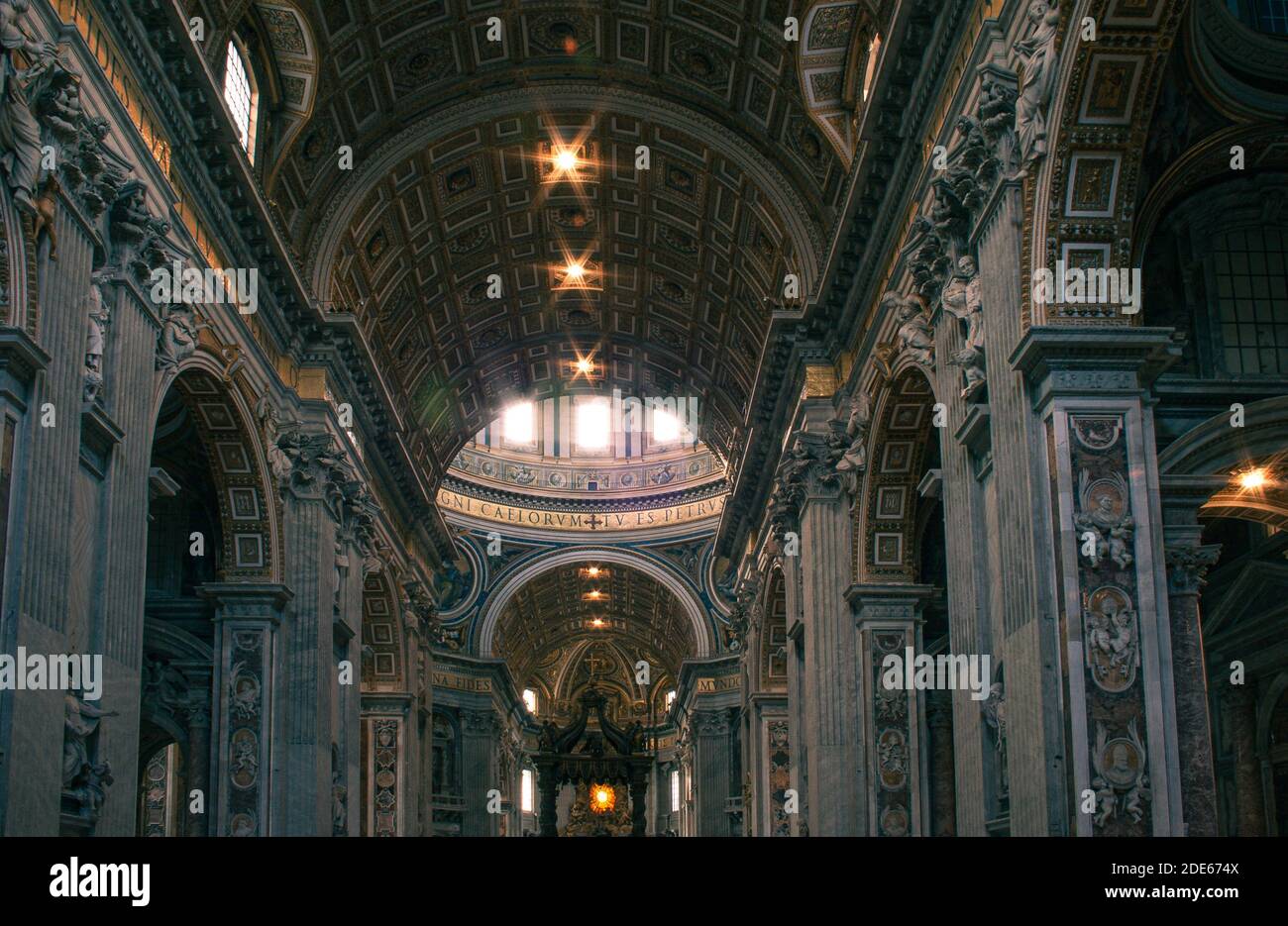 Inside the st peters basilica catholic church in the vatican city in ...