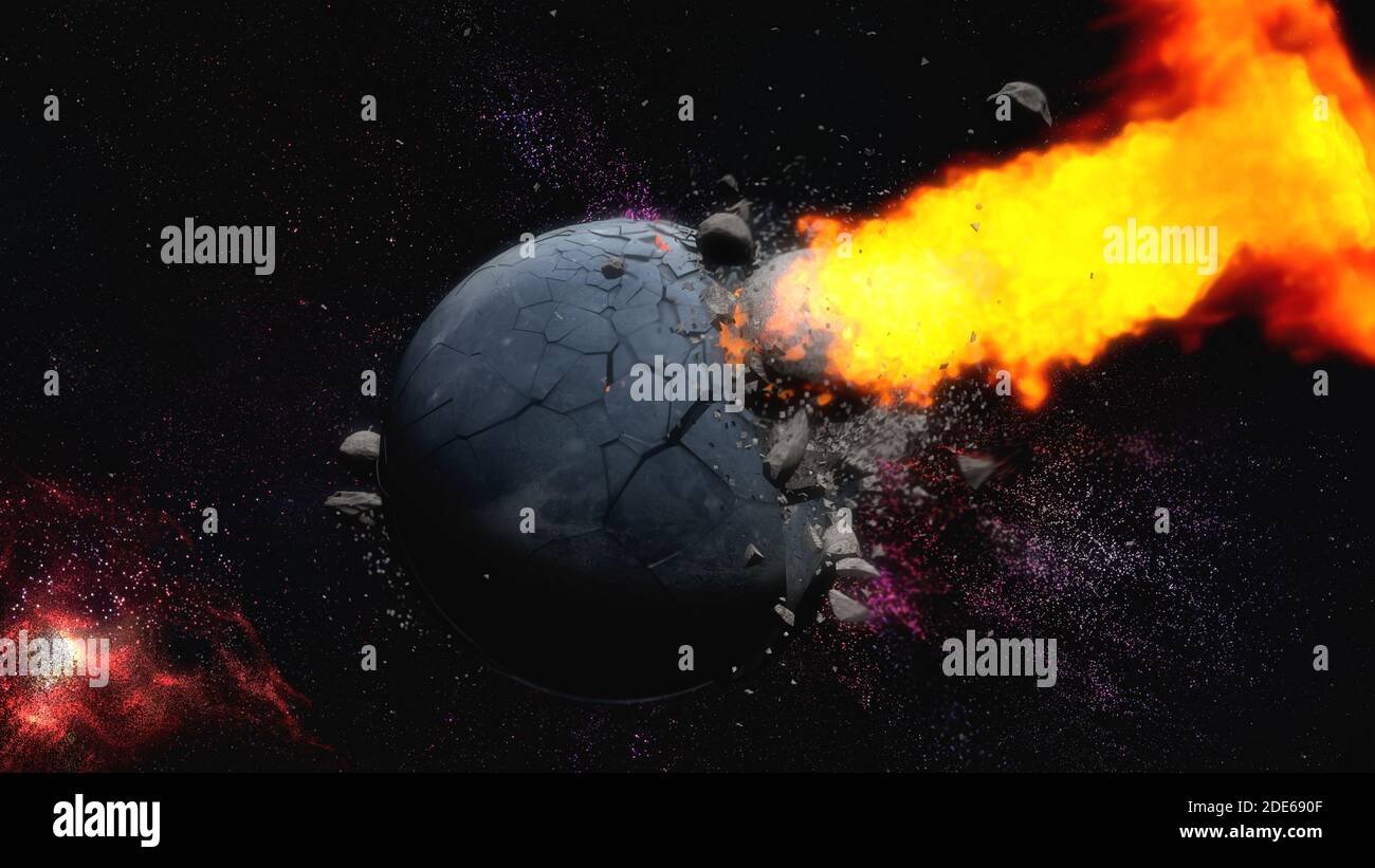 3d rendering. Meteorite crashing against planet earth Stock Photo - Alamy
