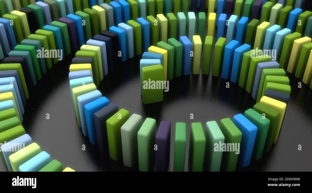 3d render domino effect falling Stock Photo - Alamy