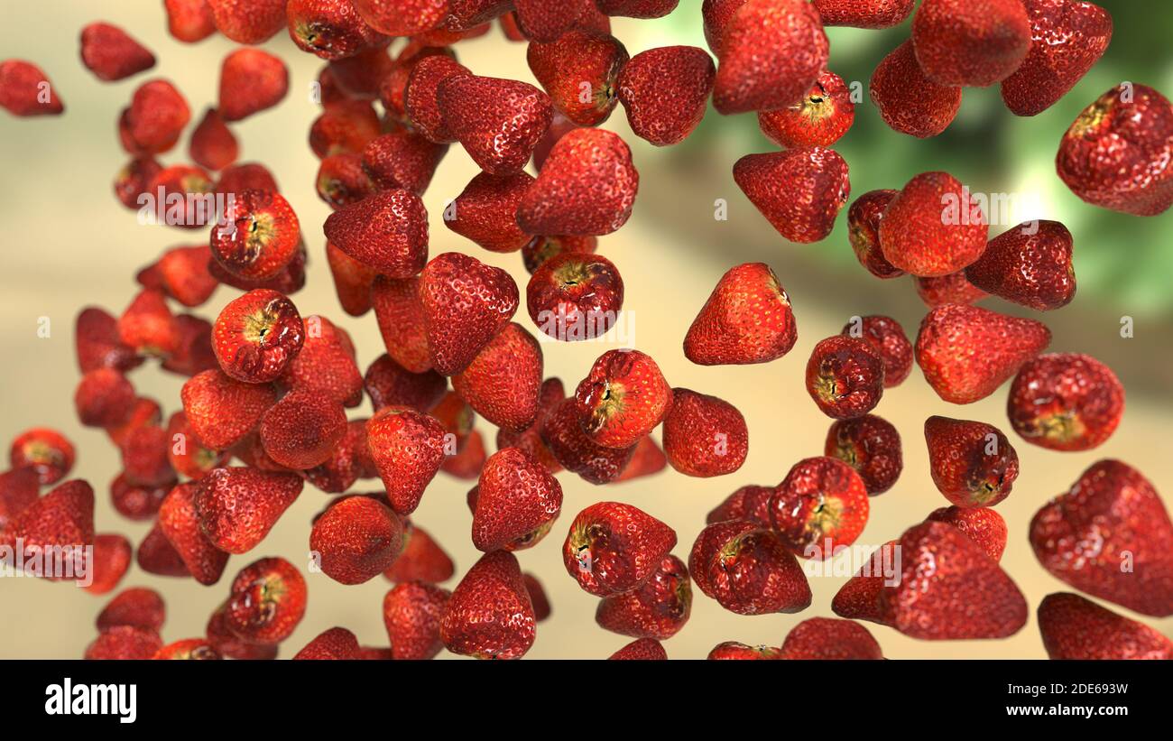 Strawberry falling juice splash hi-res stock photography and images - Alamy
