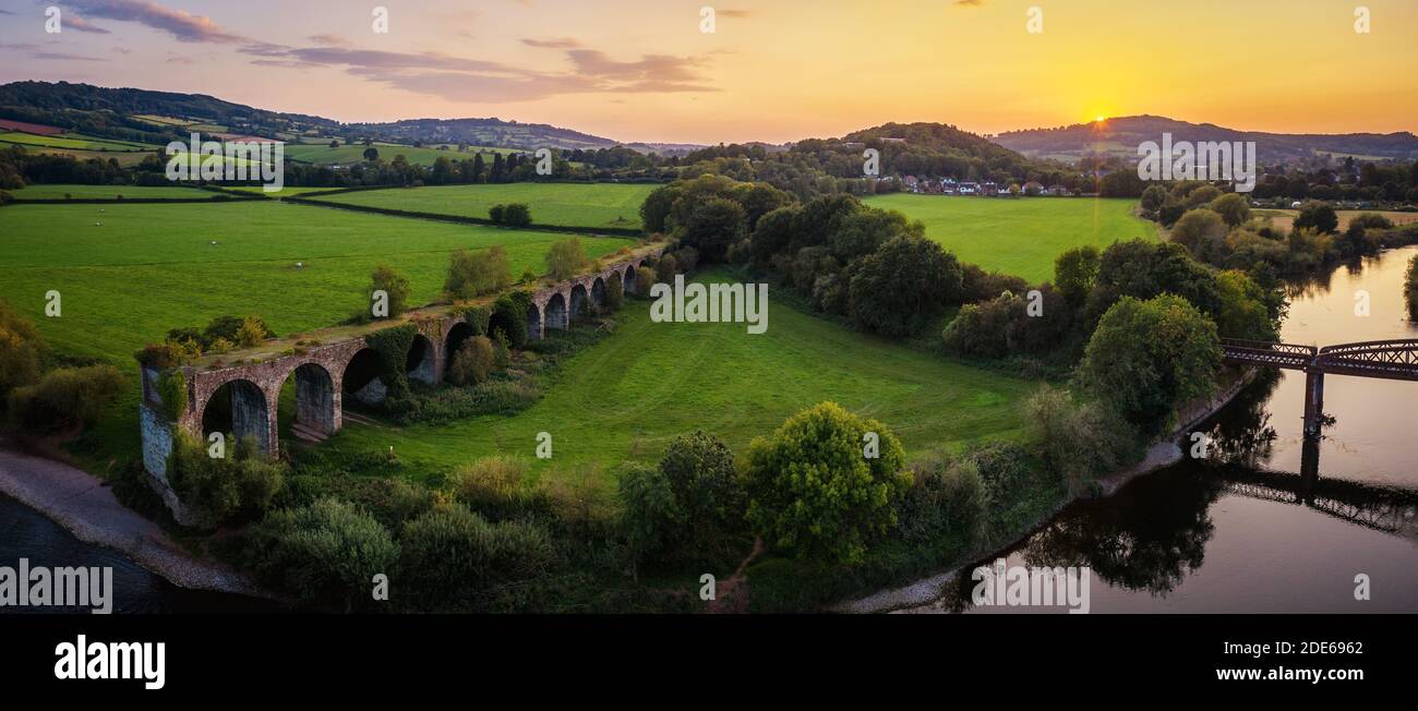 Monmouth Viaduct an old derelict railway viaduct bridge crossing the ...