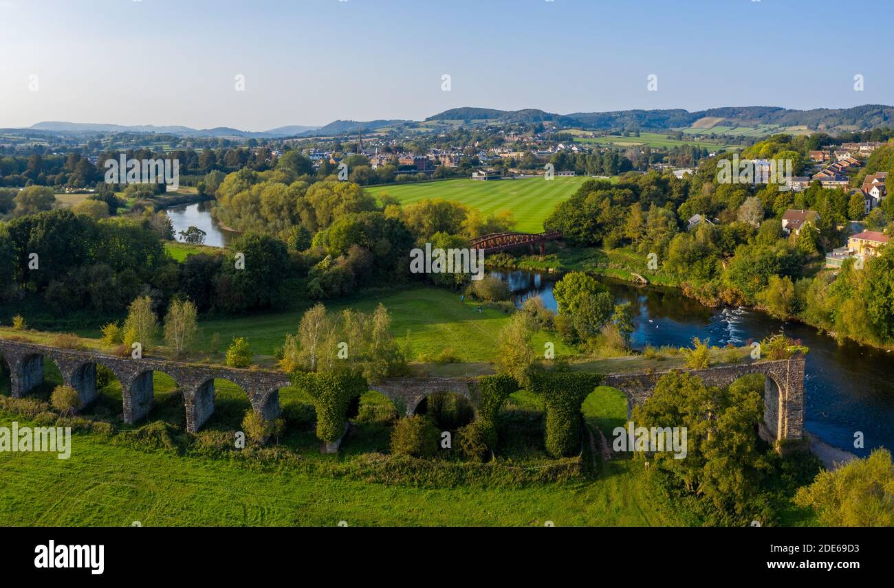 Monmouth Viaduct an old derelict railway viaduct bridge crossing the ...
