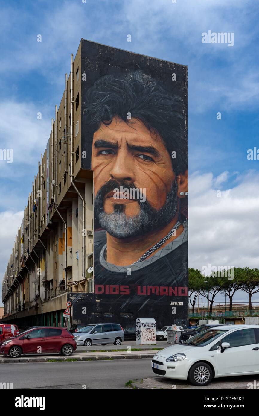 Ponticelli Naples the mural of Maradona by the artist Jorit Stock Photo ...