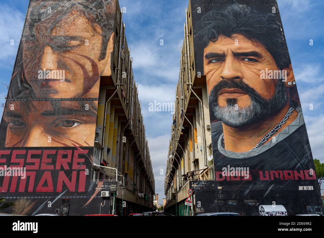 Ponticelli Naples the mural of Maradona by the artist Jorit Stock Photo ...