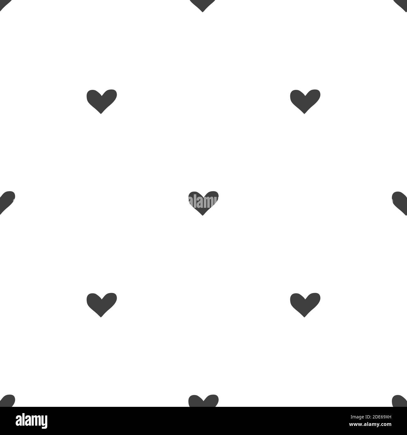 Valentines seamless pattern design. Simple black and white heart ...