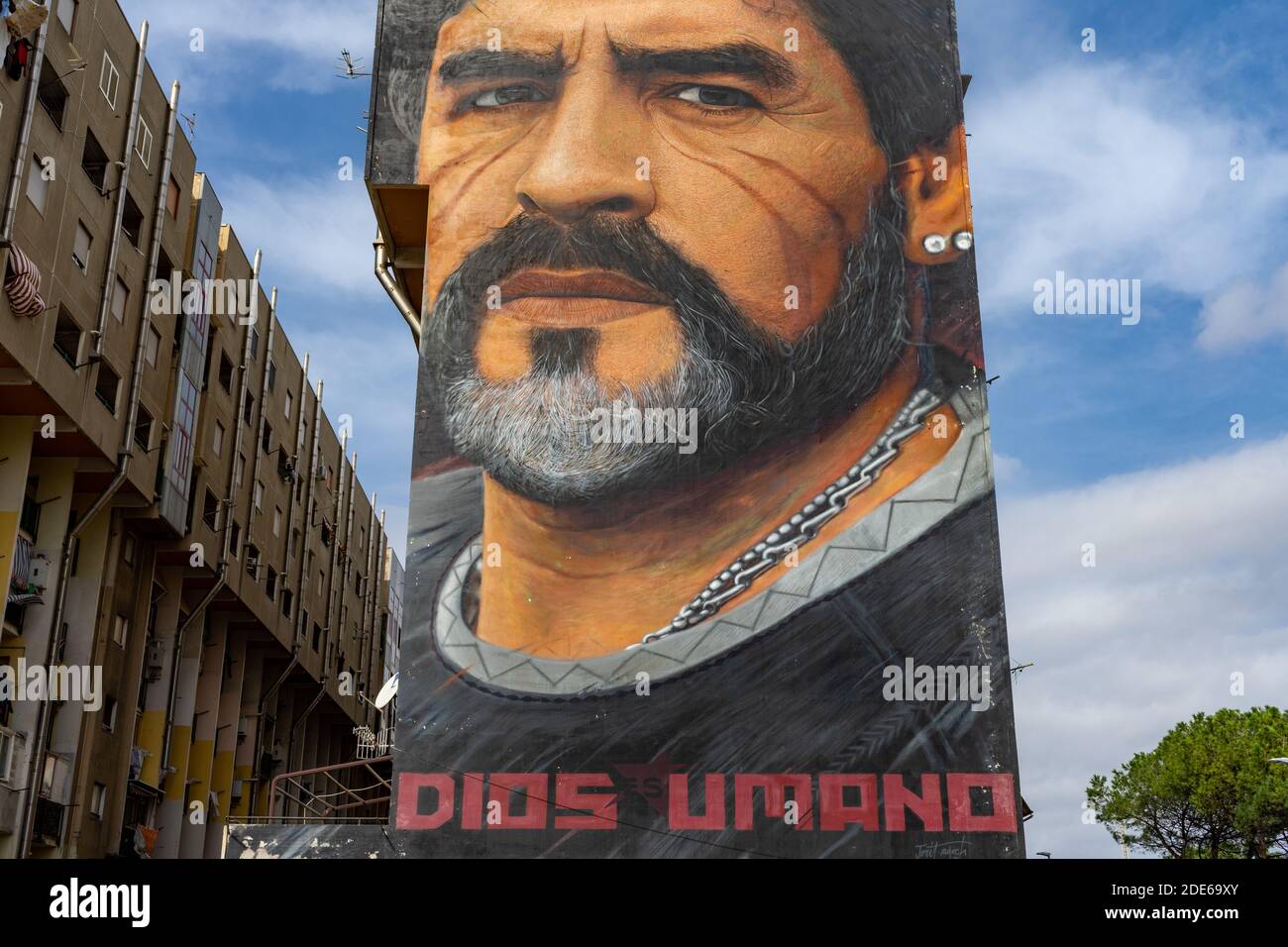 Ponticelli Naples the mural of Maradona by the artist Jorit Stock Photo ...