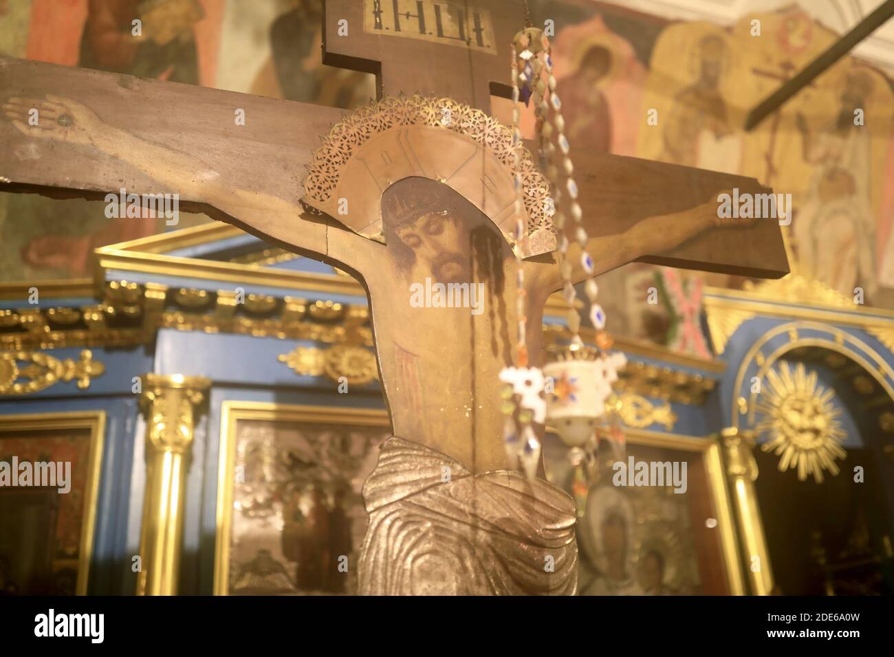 View of crucifix in russian orthodox church Stock Photo - Alamy