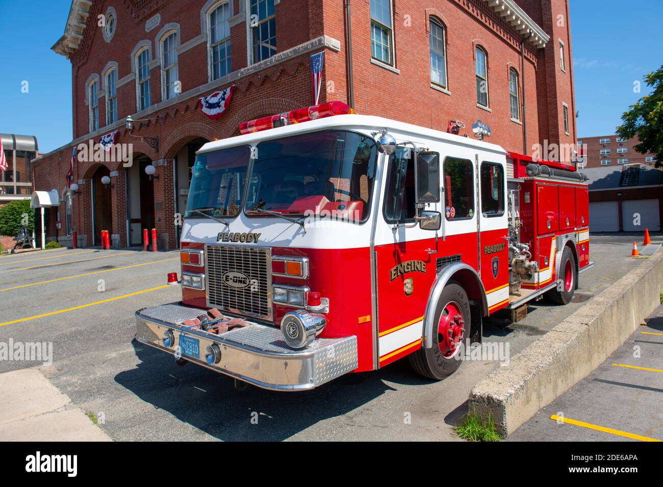 Fire truck in Peabody downtown fire department in city of Peabody ...