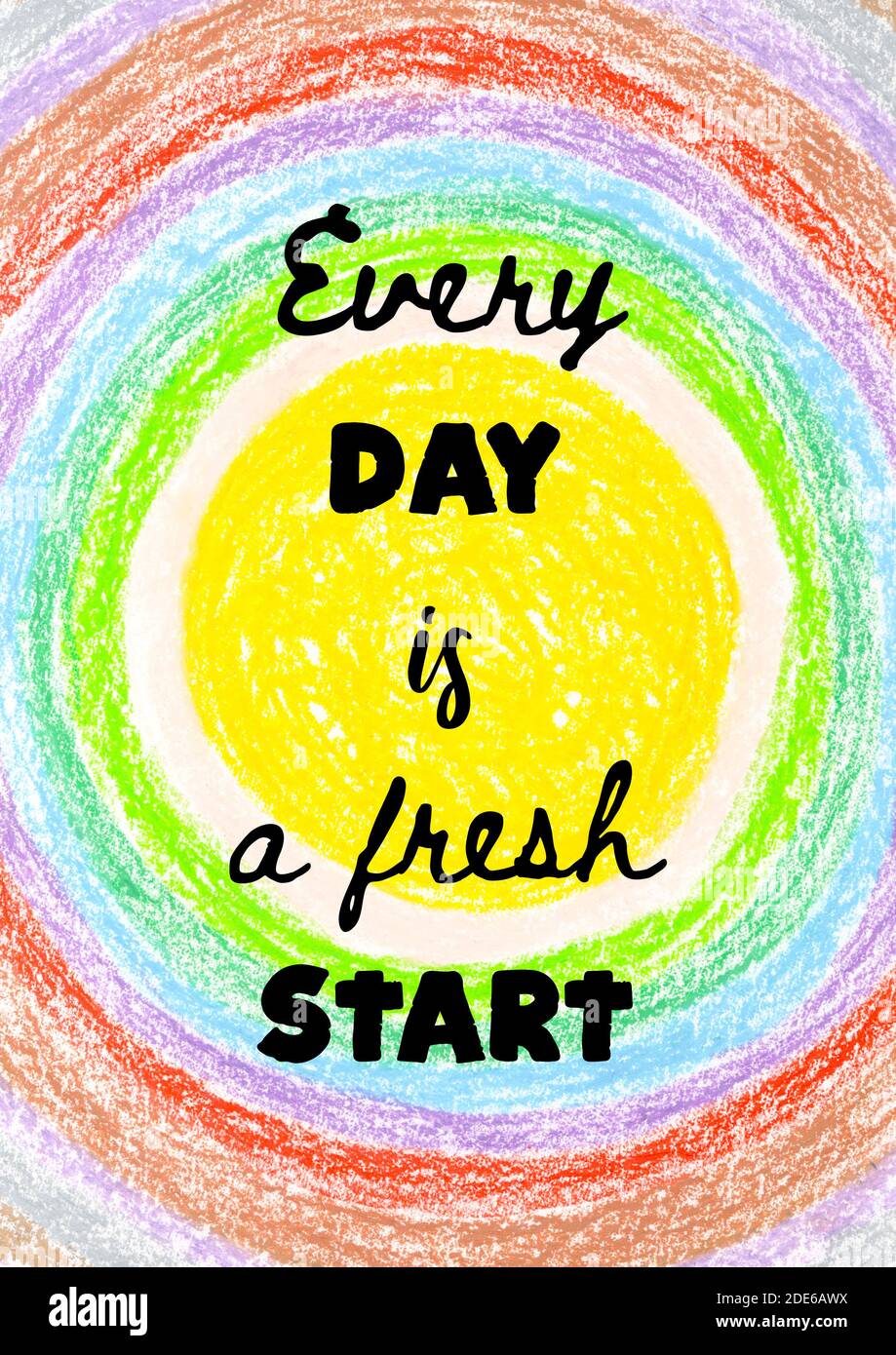 Abstract hand drawn colorful crayon background with inspirational quote ...