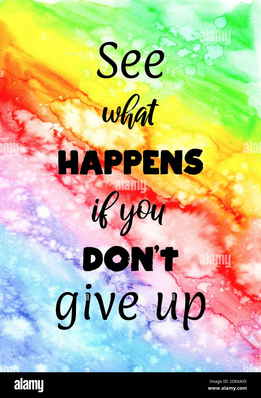 Abstract hand painted watercolor background with inspirational quote ...