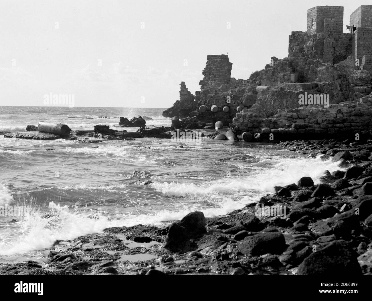 Original Caption: Northern views. Caesarea. Ruins of ancient sea-front ...