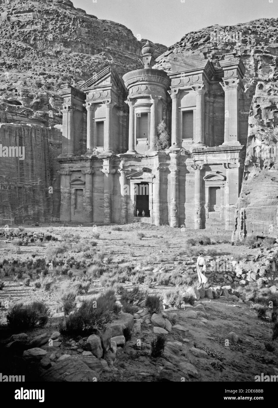 Petra in Transjordan. Temple of Ed-Deir from the S.W. ca. 1900 Stock ...