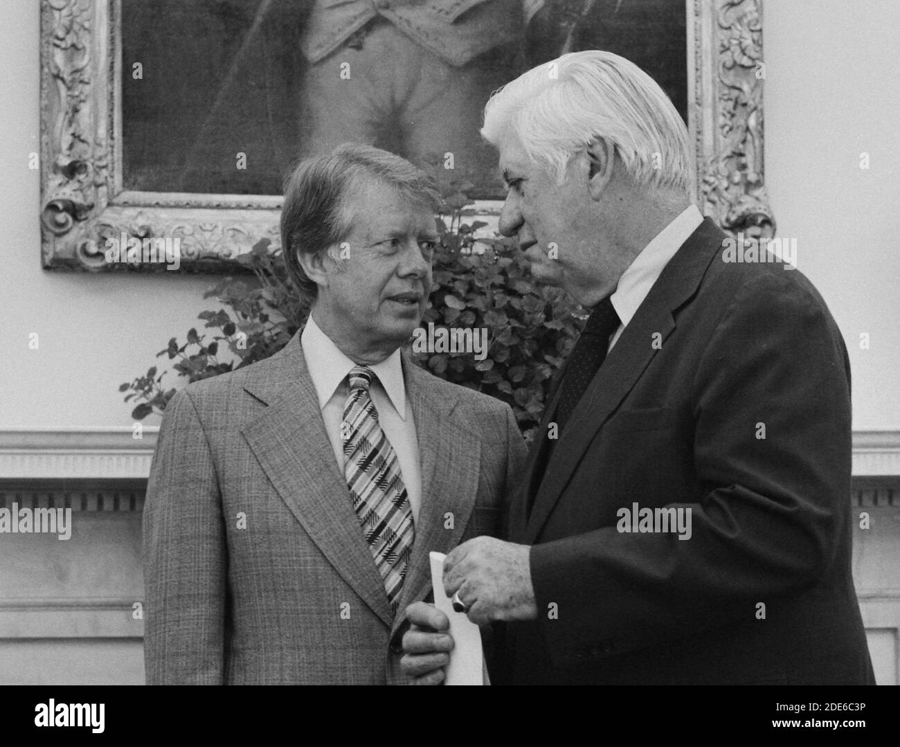 "Jimmy Carter with Thomas ""Tip"" O'Neill ca. 21 June 1977 Stock Photo ...