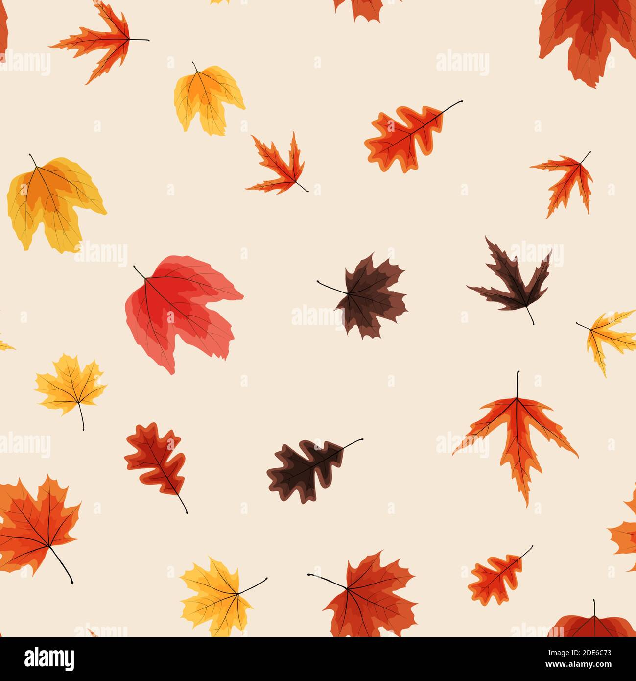 Autumn Falling Leaves Seamless Pattern Background. Vector Illustration ...