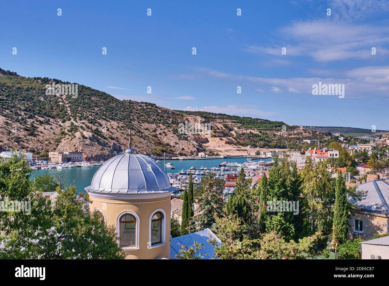 View of the Balaklava Bay, city Sevastopol, Crimean Peninsula, Russia ...