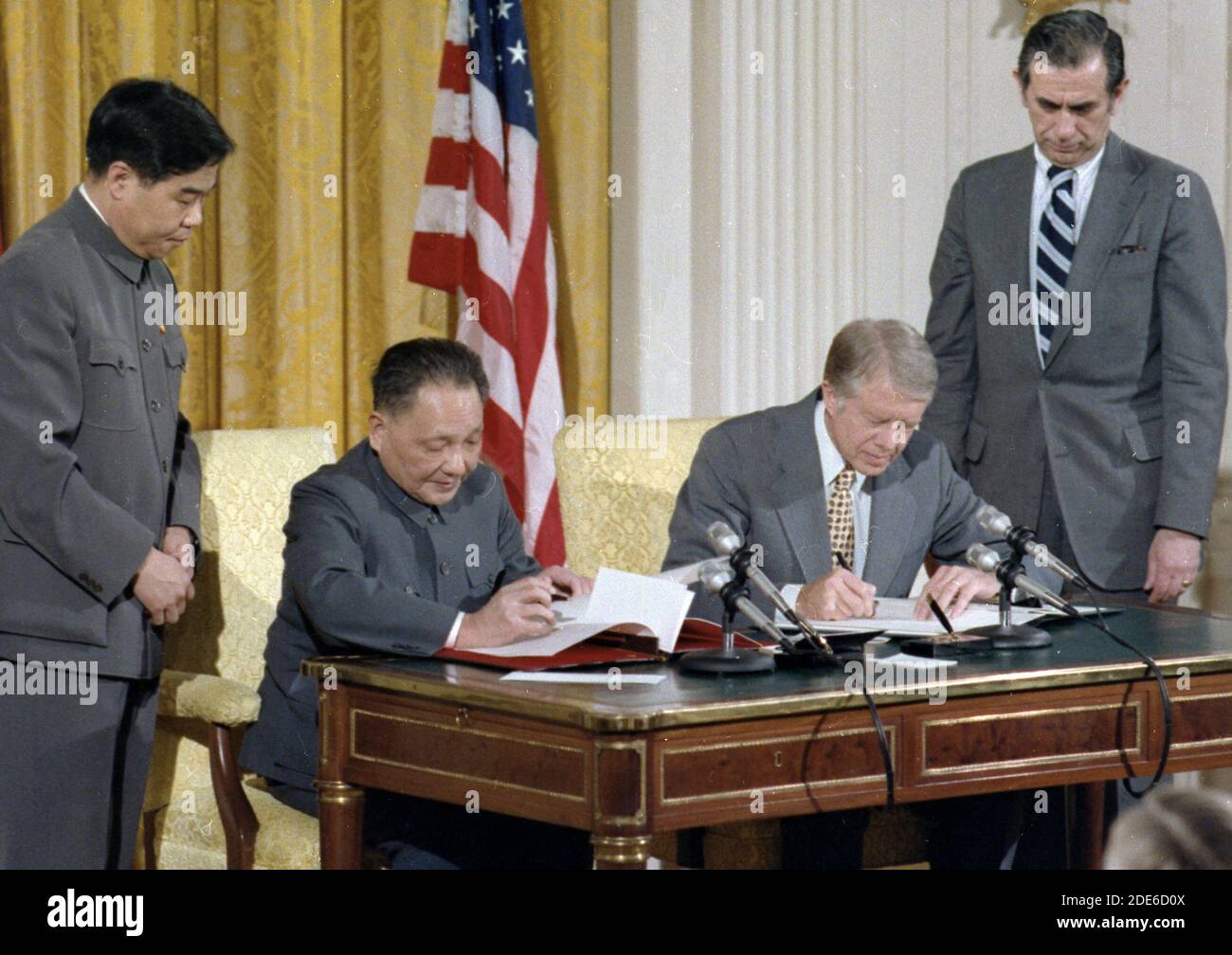 Deng Xiaoping and Jimmy Carter during the Sino-American signing ...