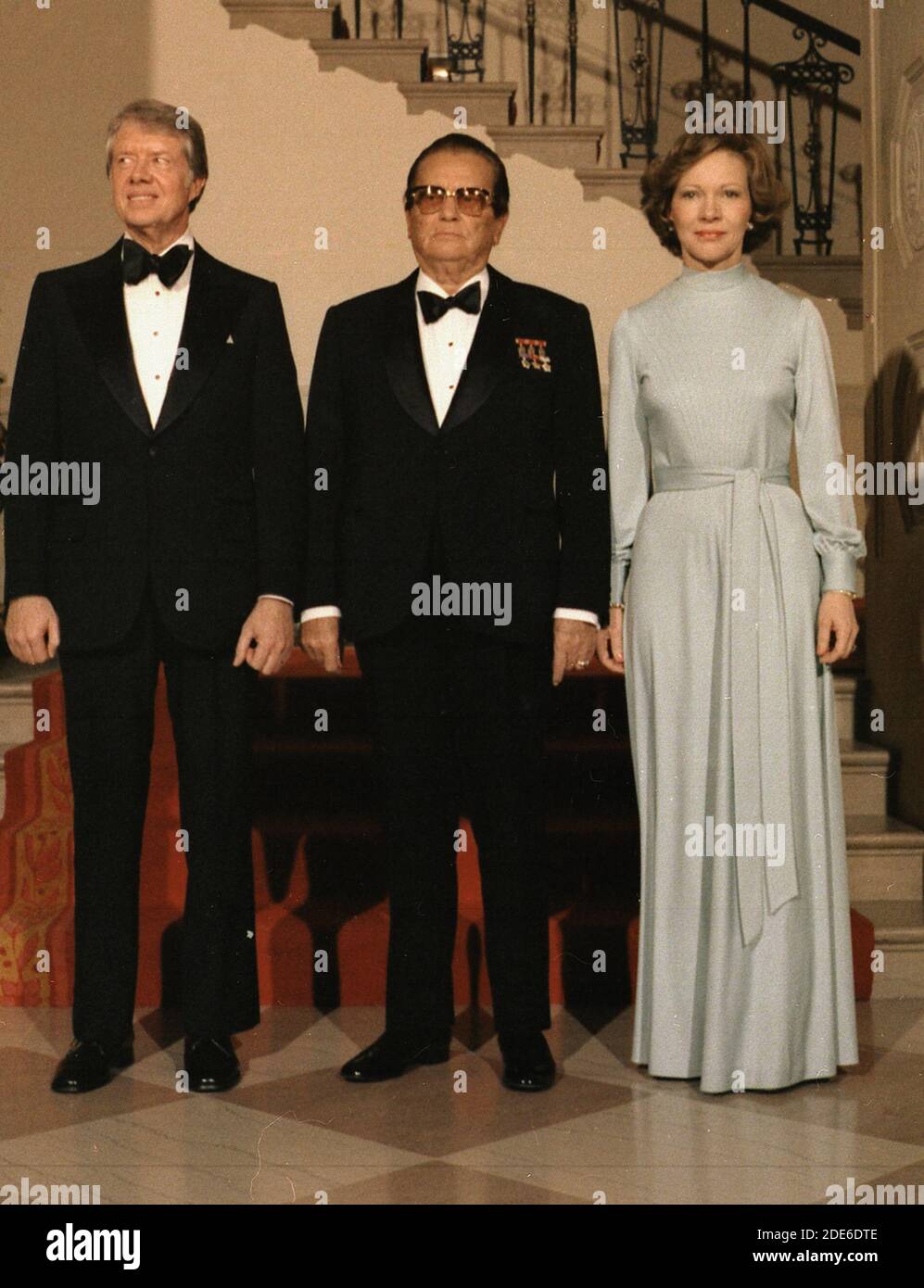 Jimmy Carter Josip Tito and Rosalynn Carter pose for a formal portrait ...