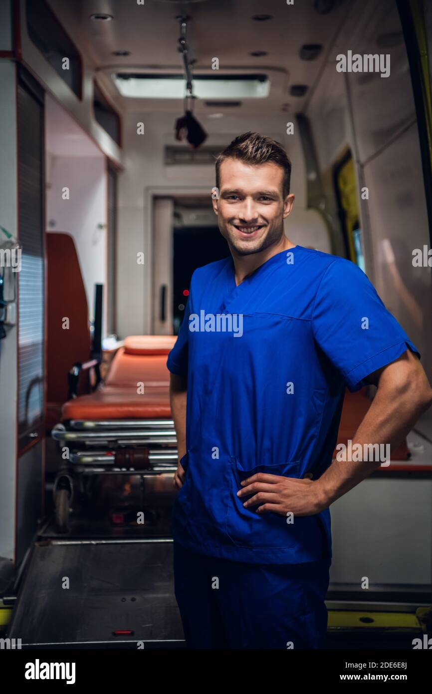 Happy corpsman standing and looking at the camera and smiling ...