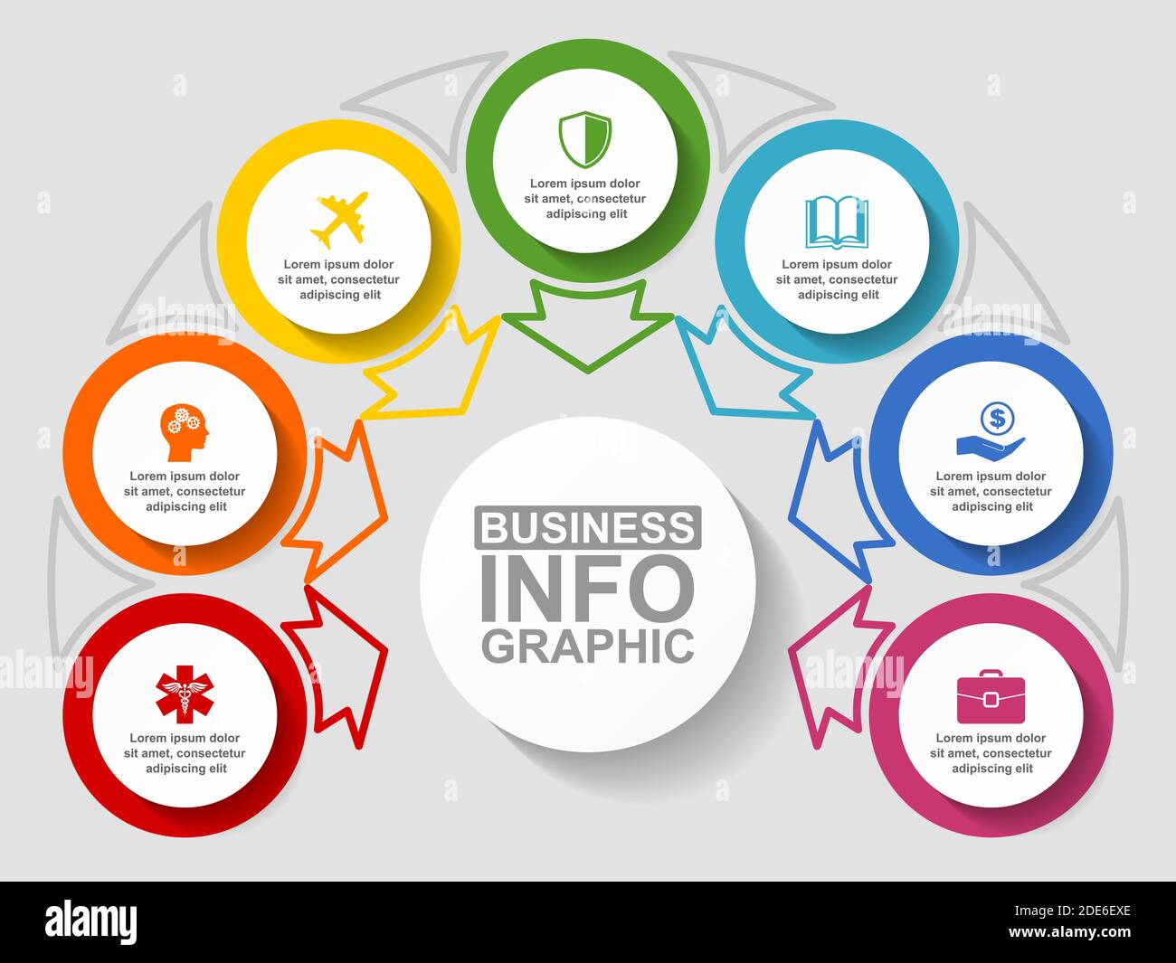 Flat design business diagram vector template with 7 options Stock ...