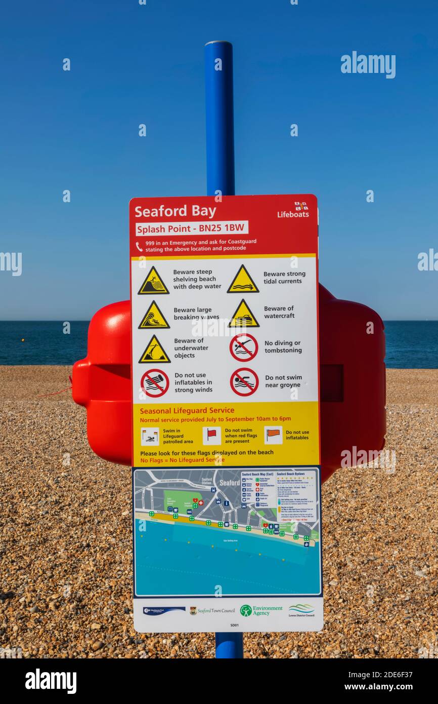 Uk safety signs beach hi-res stock photography and images - Alamy