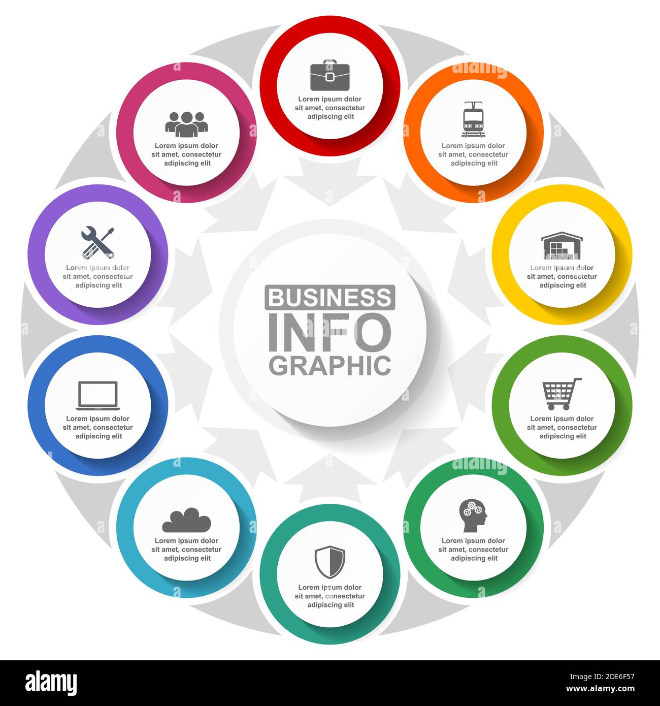 Flat design business diagram vector template with 10 options Stock ...