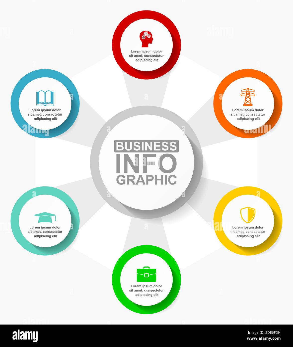 Flat design business infographic vector template with 6 options Stock ...