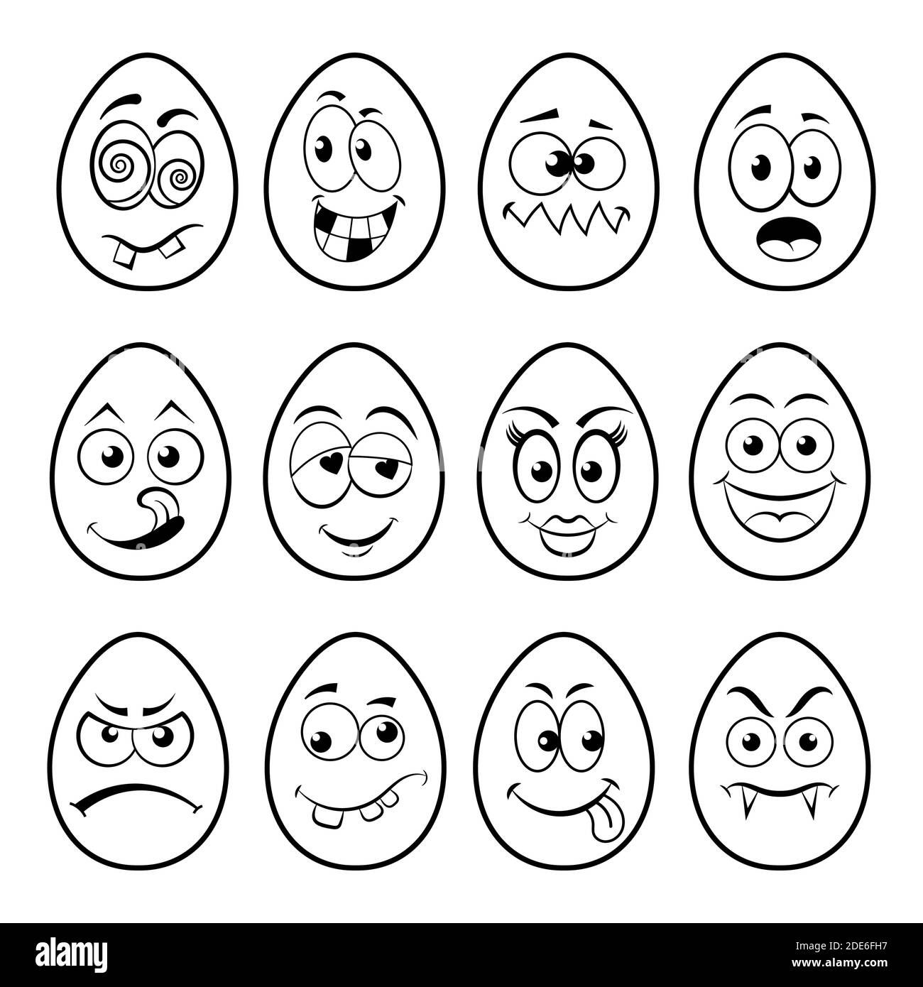 Fun Easter Eggs set with emoticon character faces Stock Vector Image ...