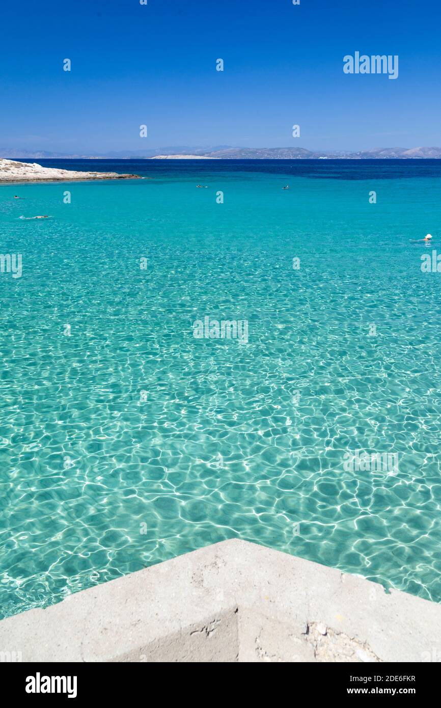 The exotic beach of Souvala, in Aegina island, Saronic islands, Greece ...