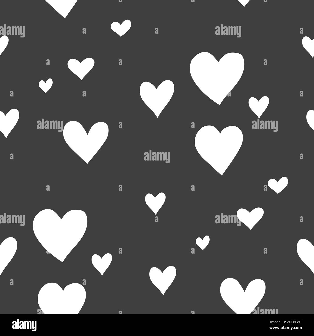 Valentines seamless pattern design. Simple black and white heart ...