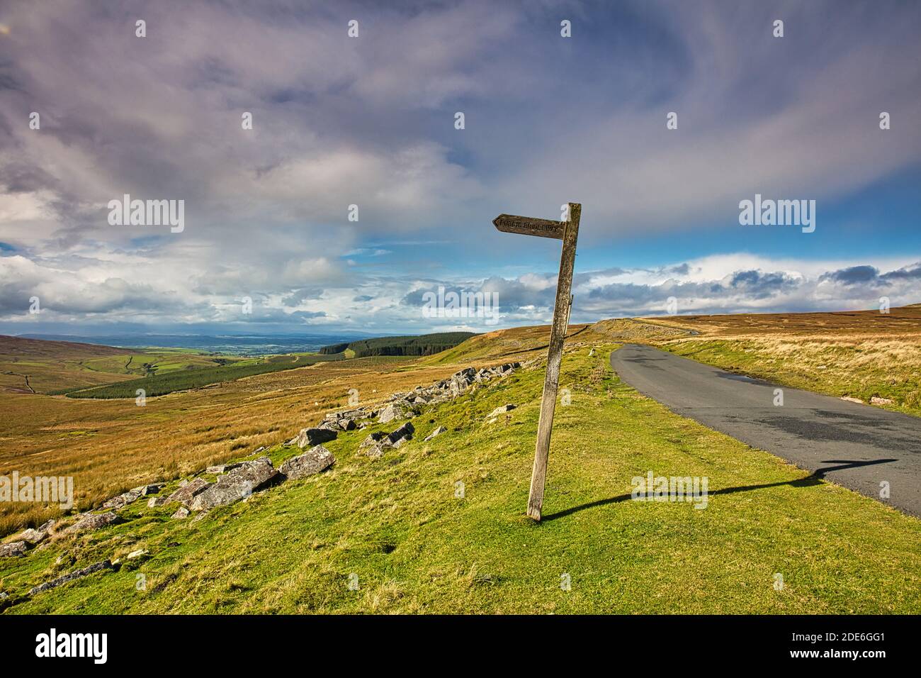 Image of a Public Bridleway Sign and a Country Road, Stainmore near ...
