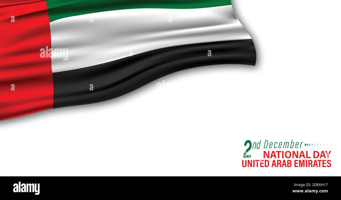 Vector Illustration of UAE National day december 2. Waving flag ...