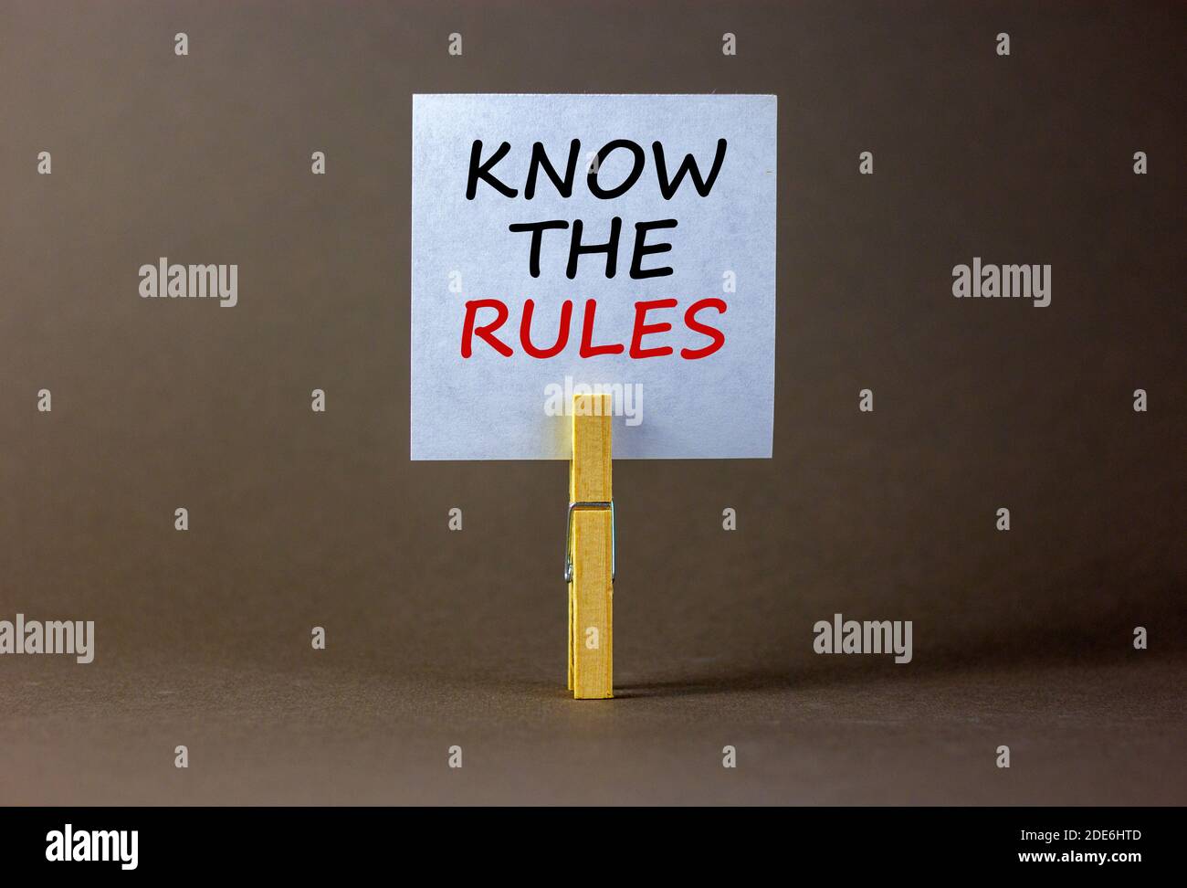 Time to know the rules. White paper with text 'know the rules', clip on ...