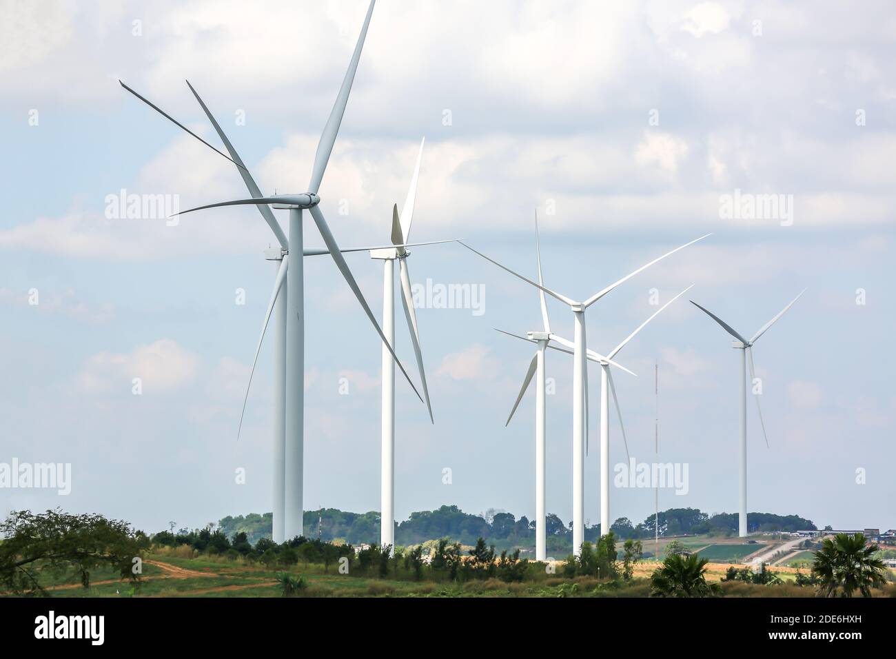 clean energy power concept, wind turbine and cloud sky Stock Photo - Alamy