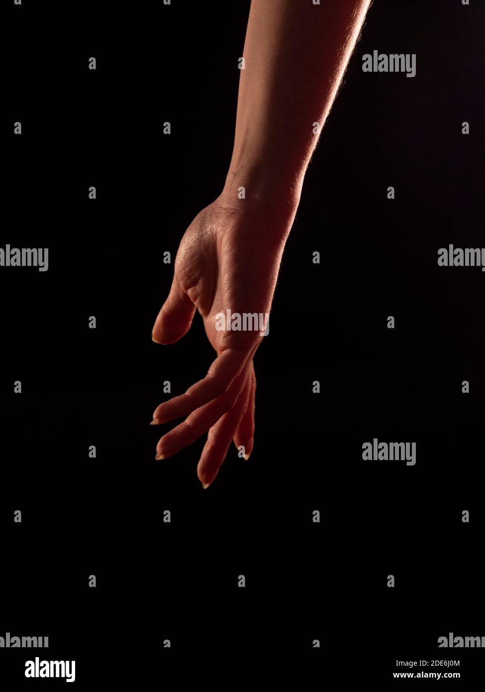 Beautiful Woman's Hand in Rim Light - Relaxed Stock Photo - Alamy