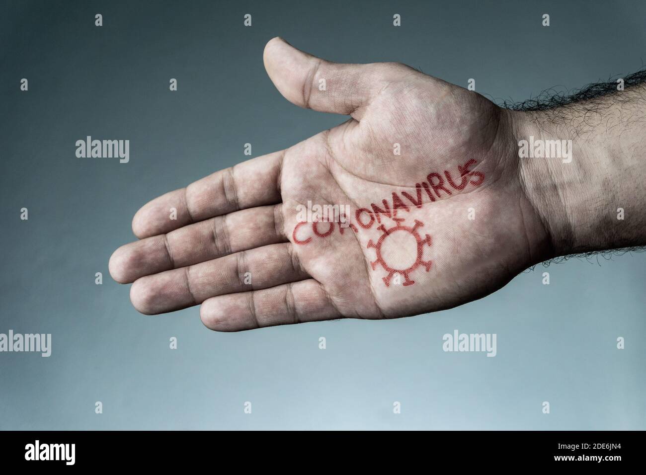 Coronavirus text written on hand of man. Covid-19, Coronavirus, SARS ...
