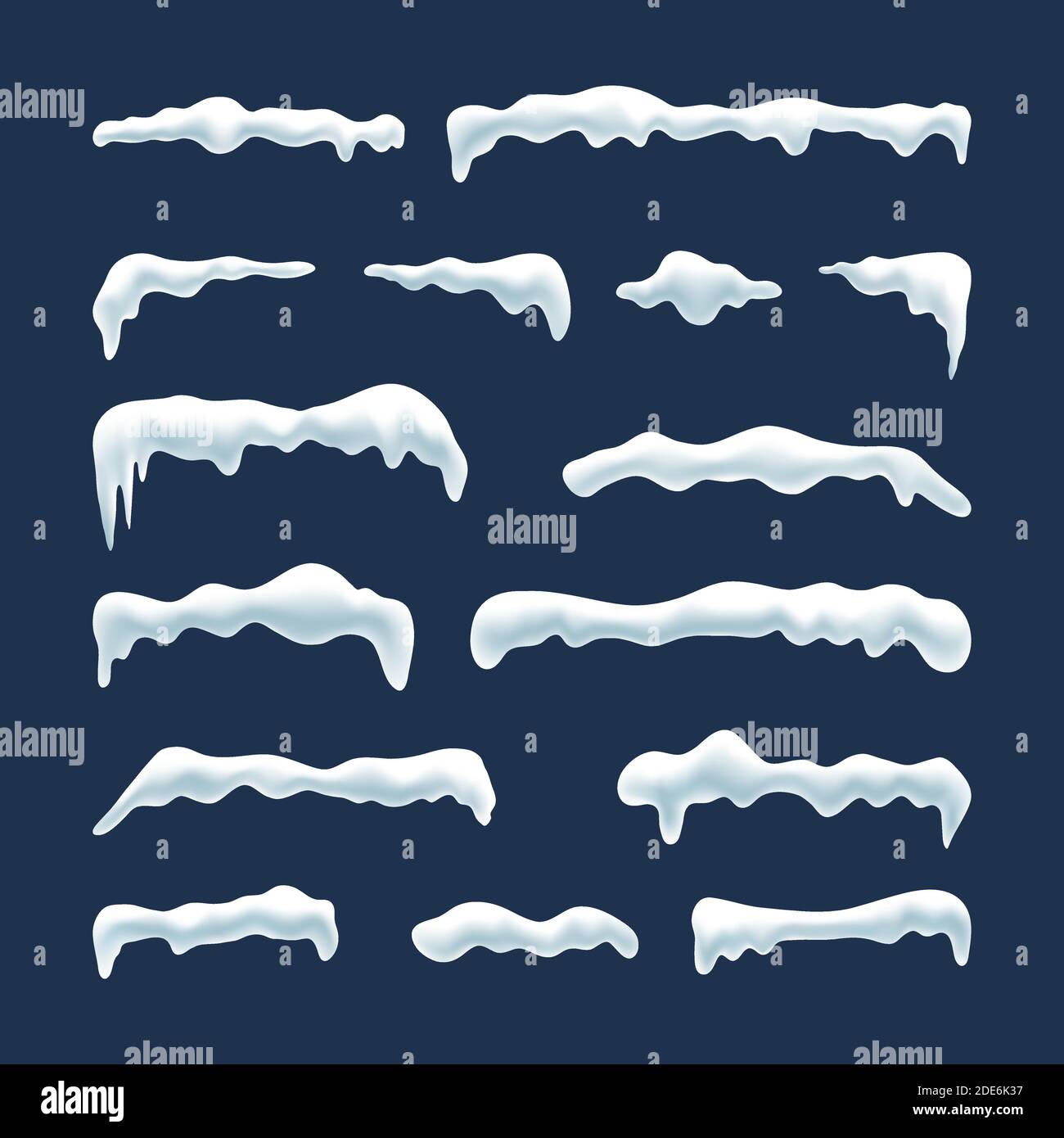 Winter snow cap set. Isolated top borders and corners. Decoration for ...