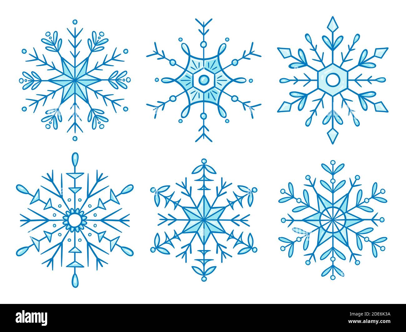Hand drawn snowflake collection. Vector illustration, isolated on white ...