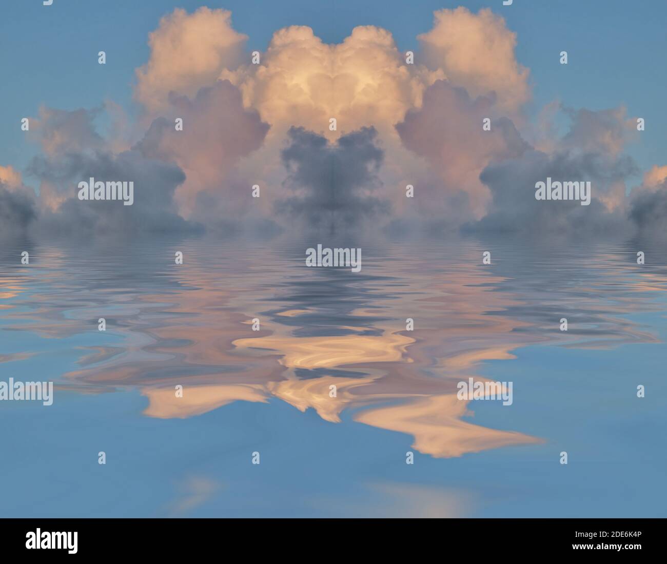 Surrealism. Clouds reflected in the water. 3D Rendering Stock Photo - Alamy