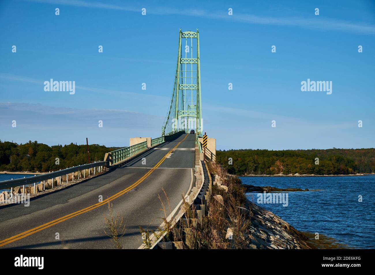 Looking north at the Deer Isle suspension bridge, connecting Deer Isla ...