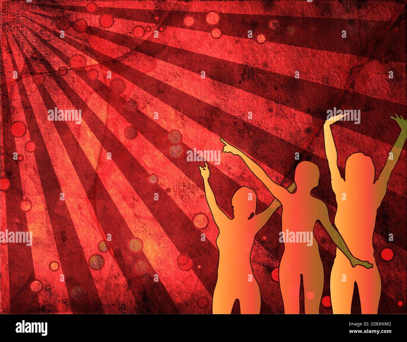 Dancing party girls. Colorful pop art background. 3D rendering Stock ...