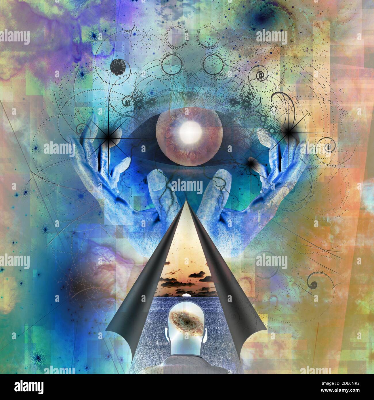 Abstract painting, human thoughts. Faith in God. 3D Rendering Stock ...