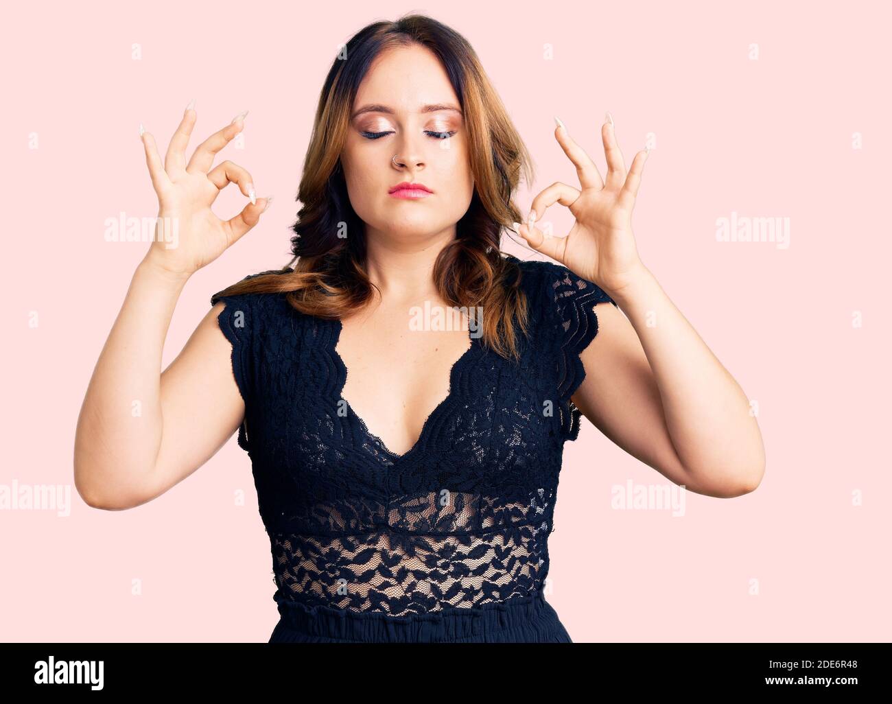 Young beautiful caucasian woman wearing elegant dress relax and smiling ...