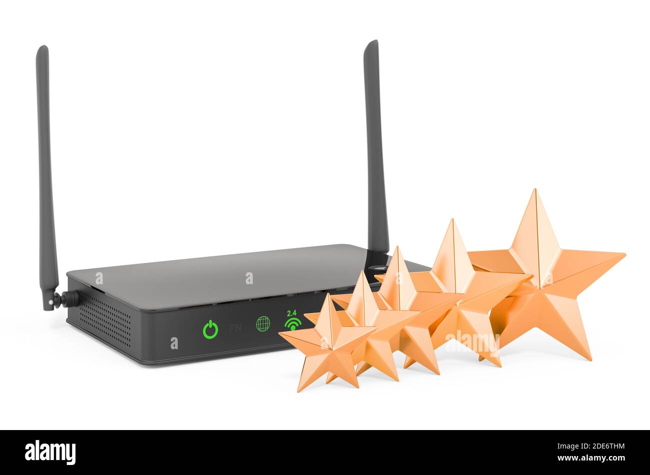 Customer rating of router concept. 3D rendering isolated on white ...