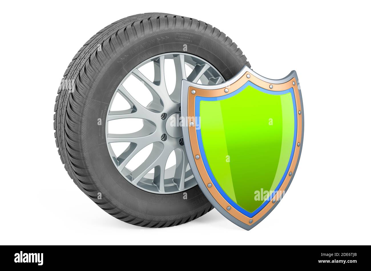 Car wheel with shield, 3D rendering isolated on white background Stock ...