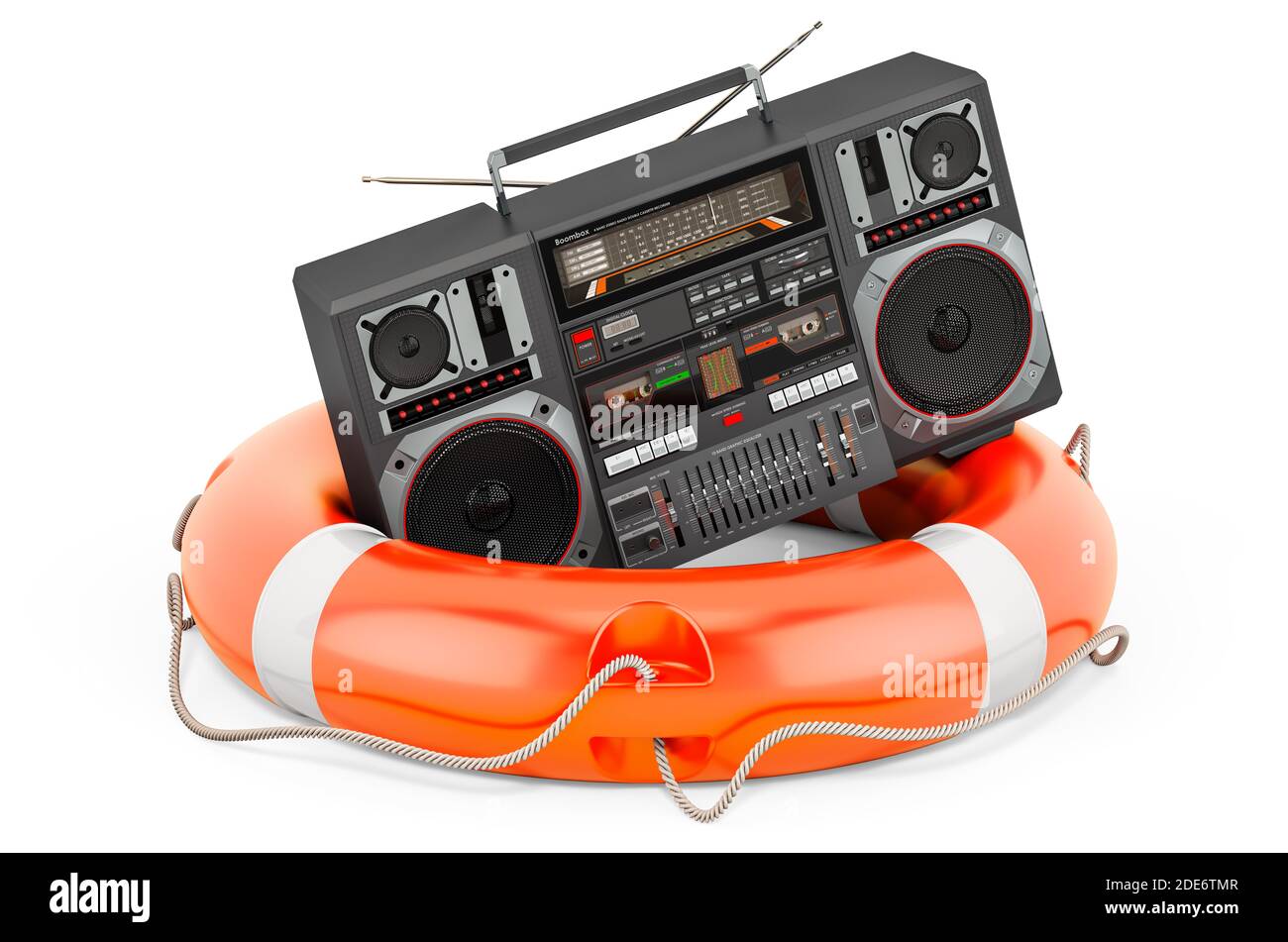 Boombox with lifebelt, 3D rendering isolated on white background Stock ...